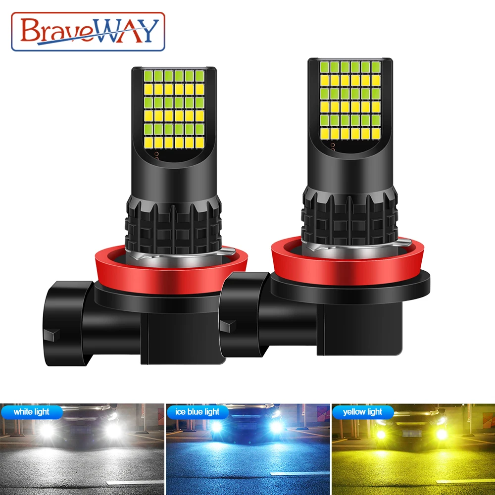 Luces antiniebla Led BraveWAY H11 H3 H27 9005 9006 HB3 HB4 12V bombilla LED para coche 3000K ...