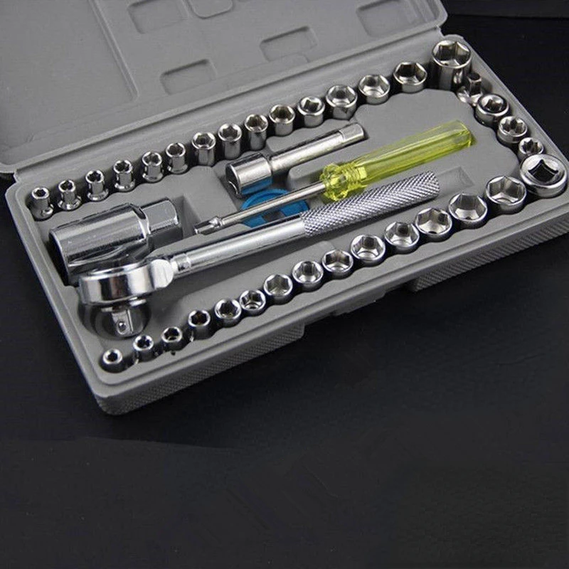 40-Piece-Tool-Socket-Wrench-Ratchet-Wrench-Hex-Combination-Set-Car ...