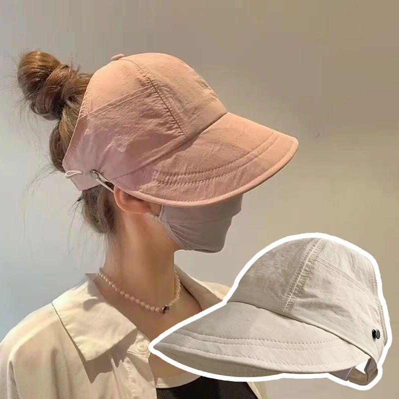 Foldable Wide Brim Ponytail Sun Hat Adjustable Cap Summer Quick-dry ...