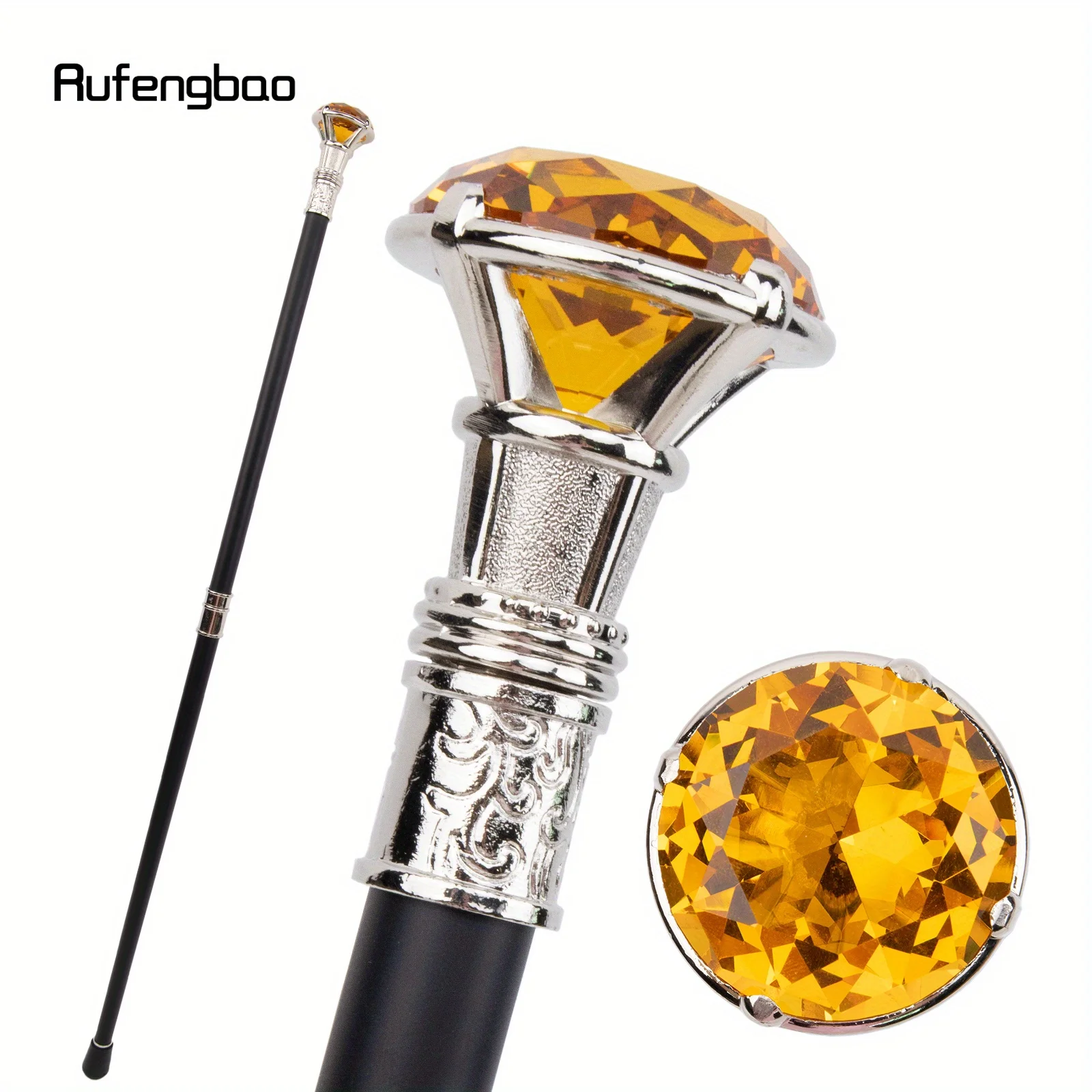 Orange Diamond Type White Walking Stick Fashion Decorative Cane ...