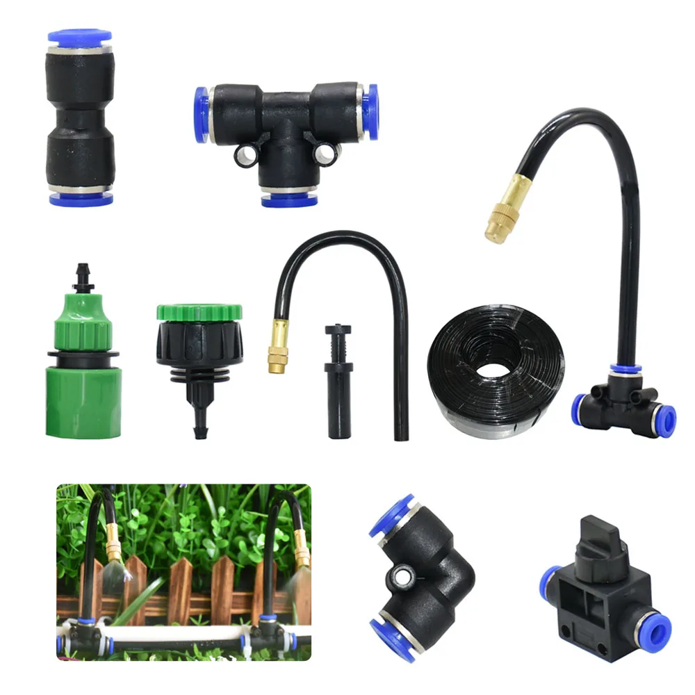 DIY-Drip-Irrigation-System-Mist-Nozzle-Adjustable-Watering-8mm-Pe-Hose ...