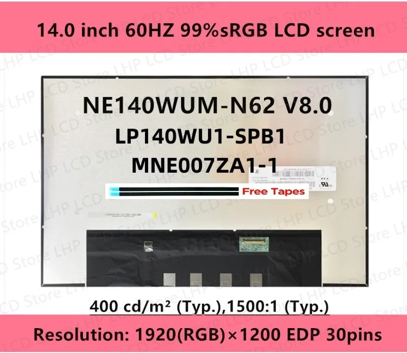 NE140WUM-N62-V8-0-LP140WU1-SPB1-MNE007ZA1-1-14-0-WUXGA-Laptop-LCD-EDP ...