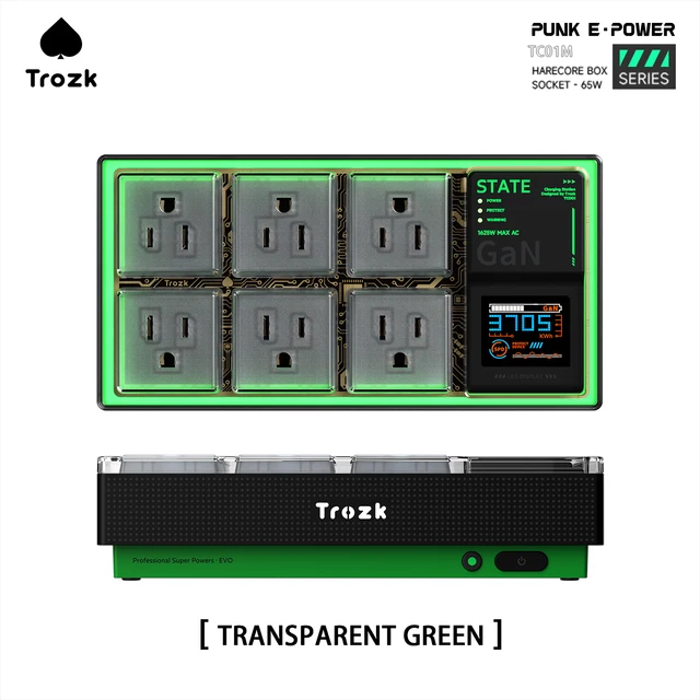 TROZK US 65w Fast Charge Charging Board Socket White Green 6 Sockets ...