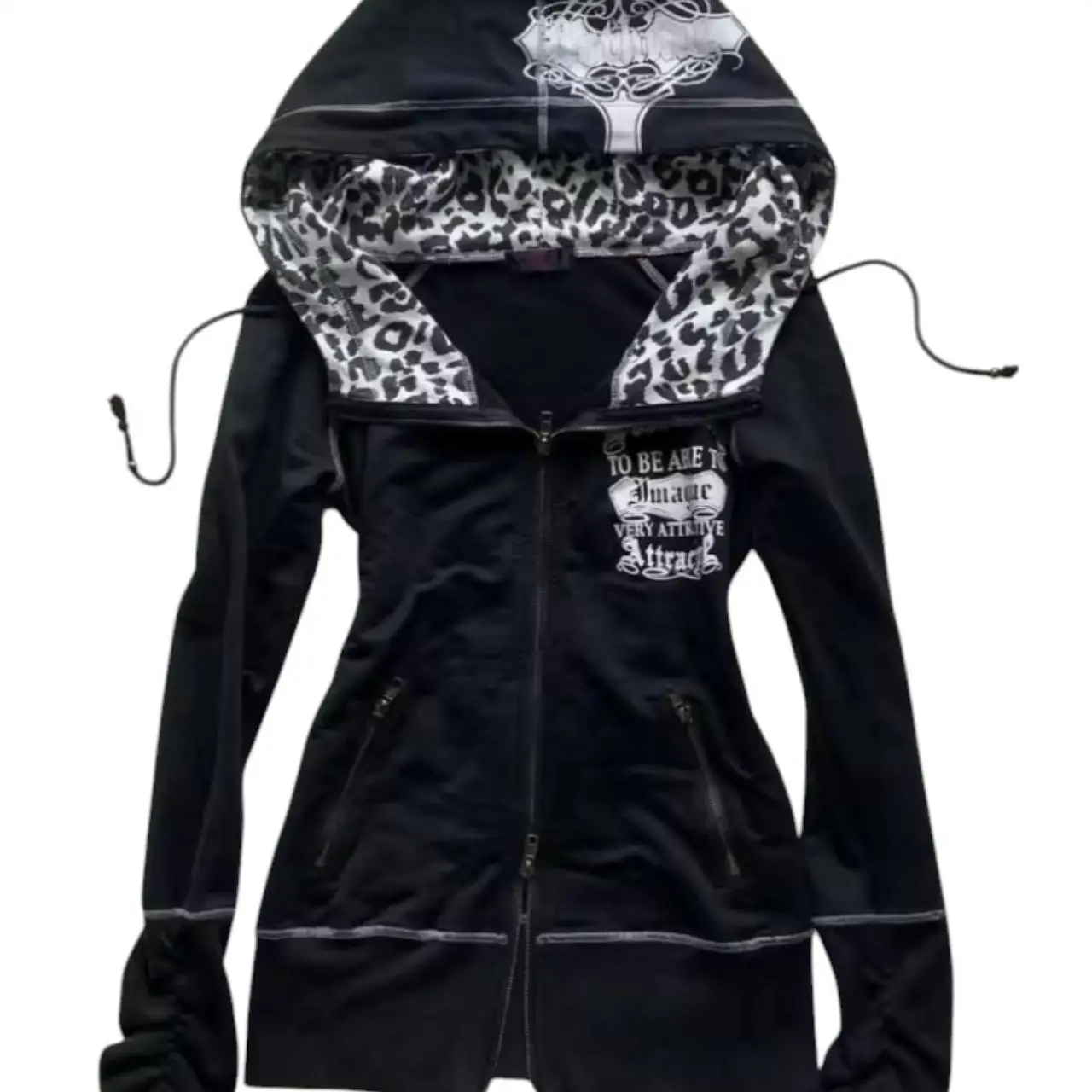Y2k Millennium vintage Gothic cardigan, leopard print cross skull print ...