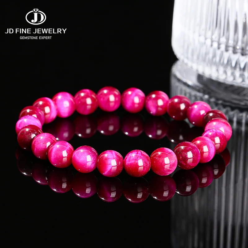 JD 5A qualité teint couleur Fuchsia Rose rouge oeil de tigre pierre ...
