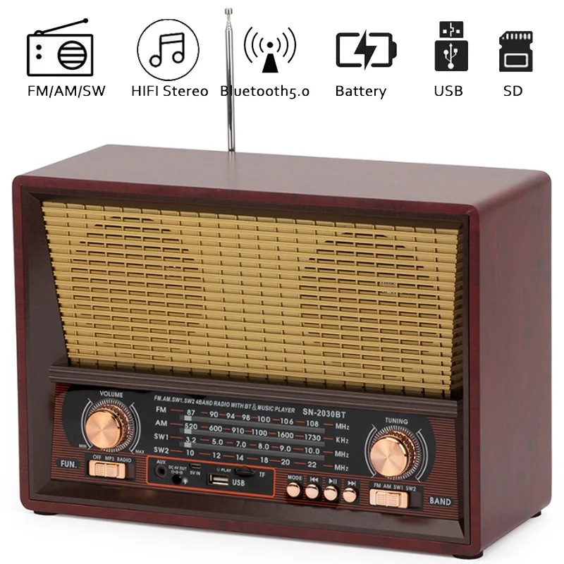 R-dio-retro-port-til-bluetooth-sem-fio-de-madeira-dual-speaker-alta ...
