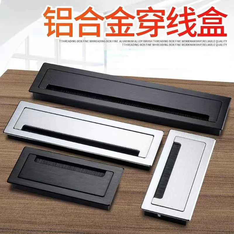 Aluminum-alloy-rectangular-desk-cable-grommets-wire-hole-cover-Cable ...