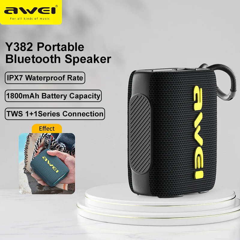 Awei-Y382-Portable-Bluetooth-Speaker-IPX7-Waterproof-Mini-Wireless-Speaker-Stereo-Sound ...