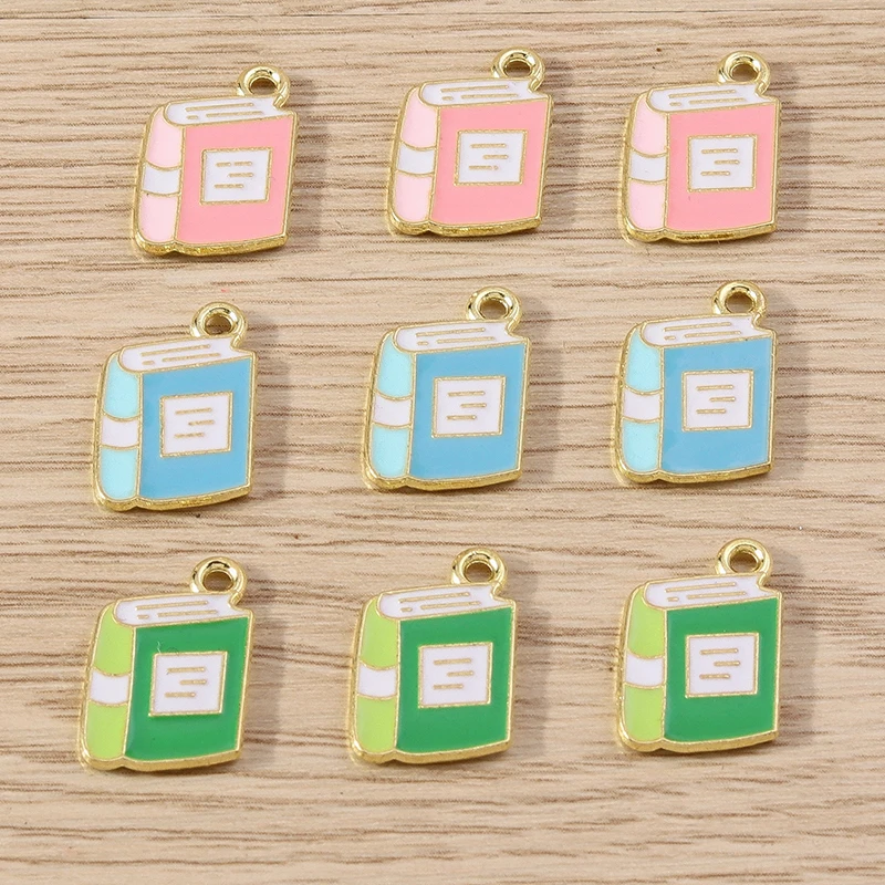 10pcs-10x17mm-Cute-Enamel-Book-Charms-Pendants-for-Necklace-Earrings ...