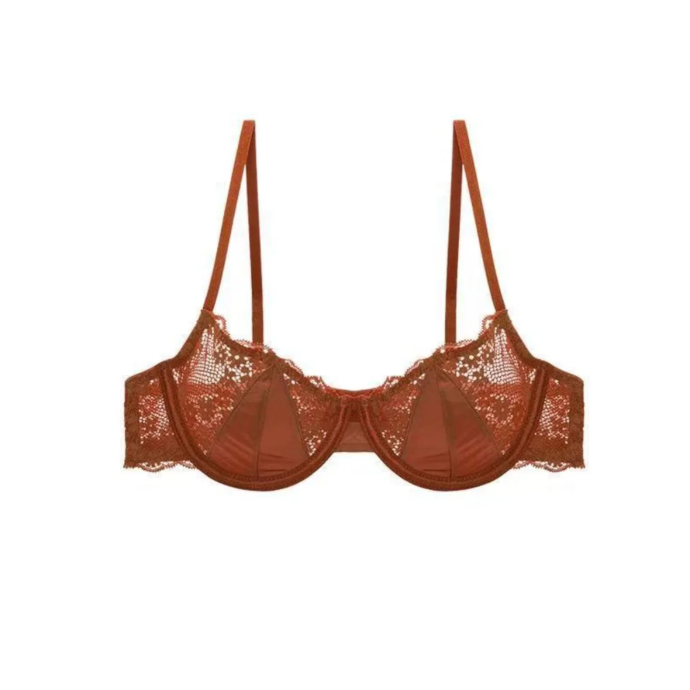 Fashion Mesh Lace Flower Bra Satin Silk Shockproof Push Up Bra Lingerie ...