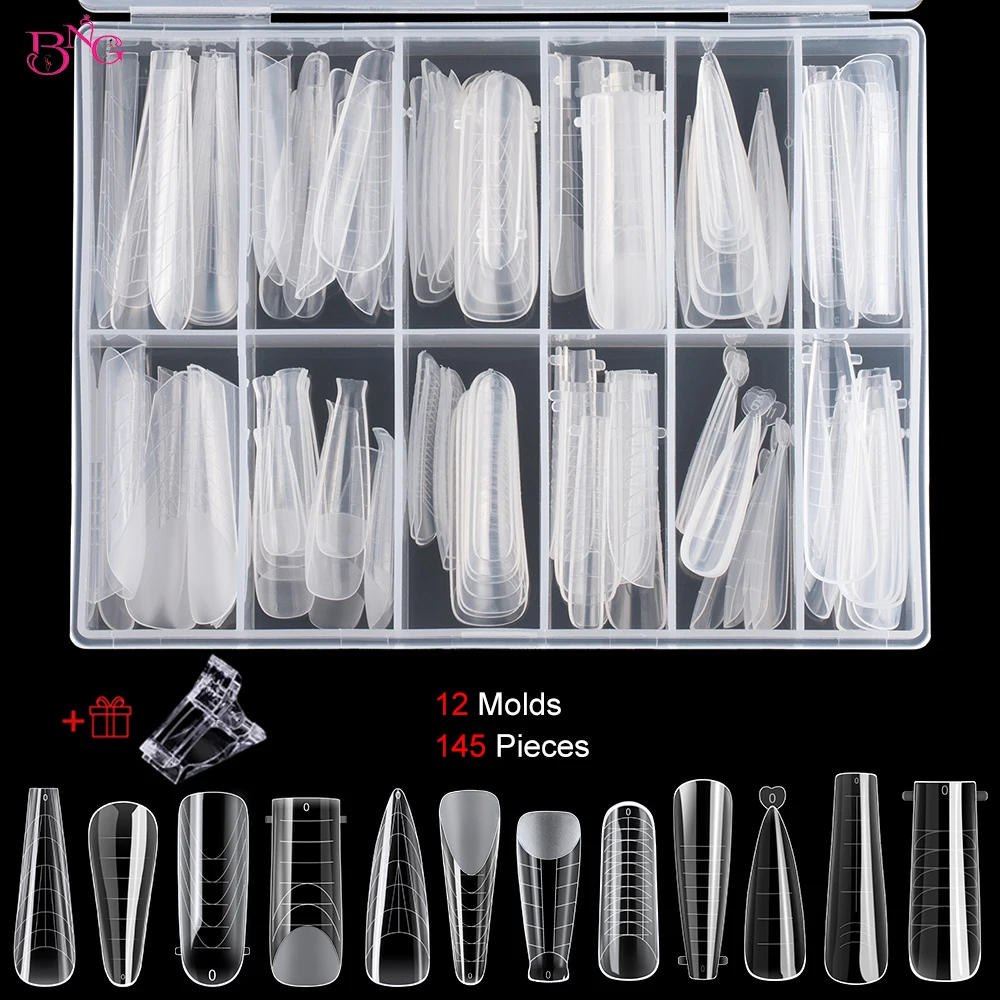 BNG New Clear Full Cover Dual Nail System Form UV Gel Acrylic Nail Art ...