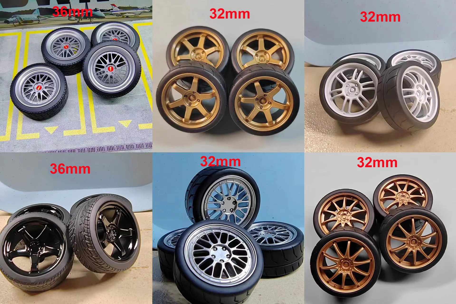 1set-for-one-car-1-18-32mm-36mm-Diameter-Plastic-Wheels-BBS-RAYS-TE37 ...