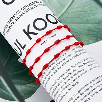 6PCS 7 Knot Red String Bracelet For Couple Rope Braided Bracelets ...