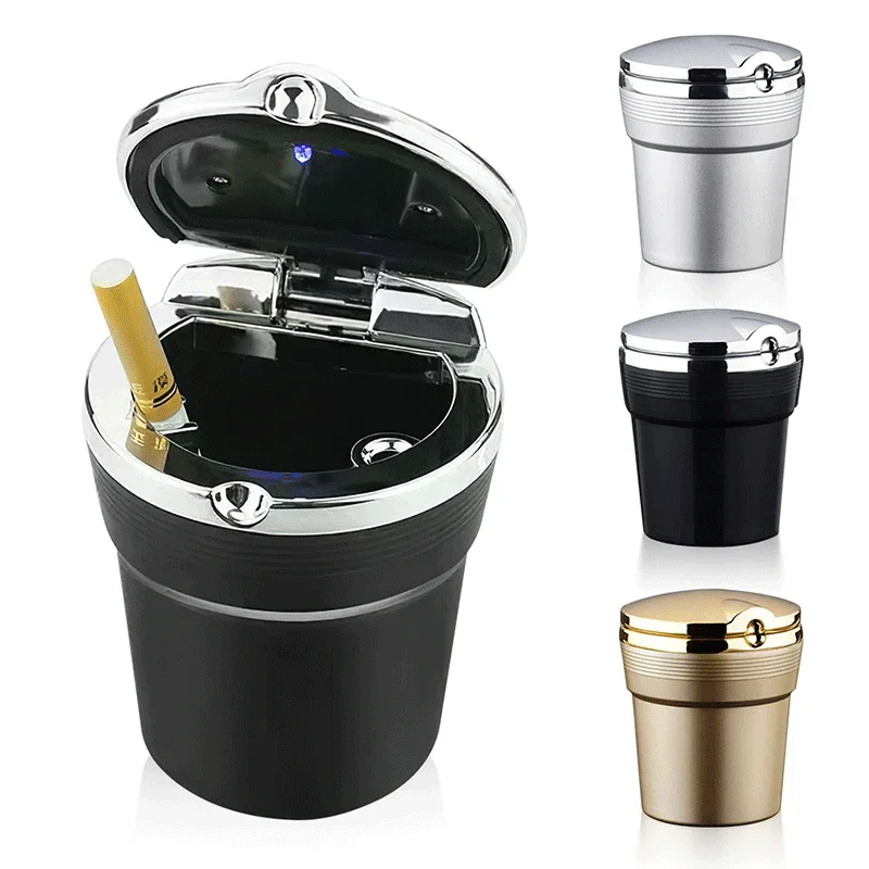 Universal Car Ashtray With Led Lights With Cover Creative Personality ...