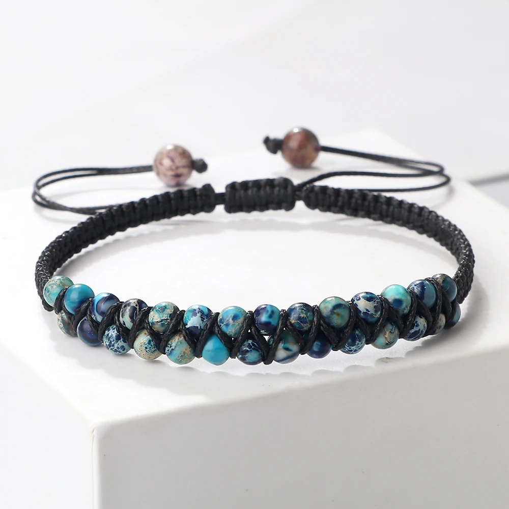 Charme-4mm-Pedra-Natural-Beads-Pulseiras-Handmade-Ajust-vel-Pulseiras ...