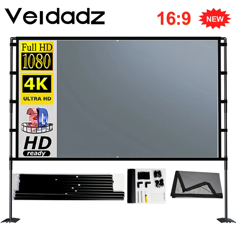 Tela do projetor com suporte cinza anti luz 1.1 ganho 84 100 120 ...