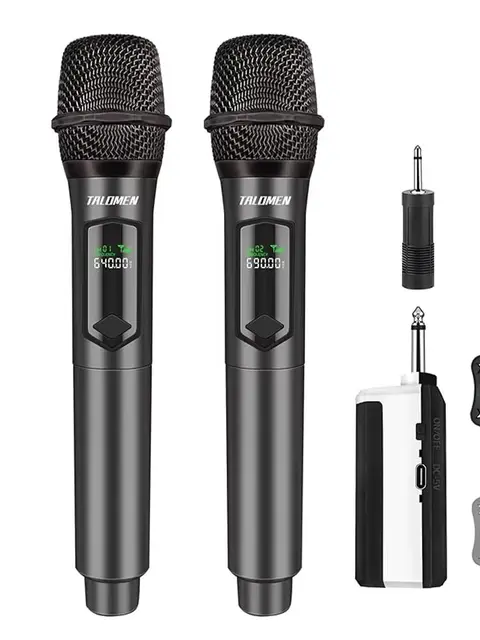 Microfono Inalambrico Wireless Microphone UHF Dual Cordless Dynamic Mic ...
