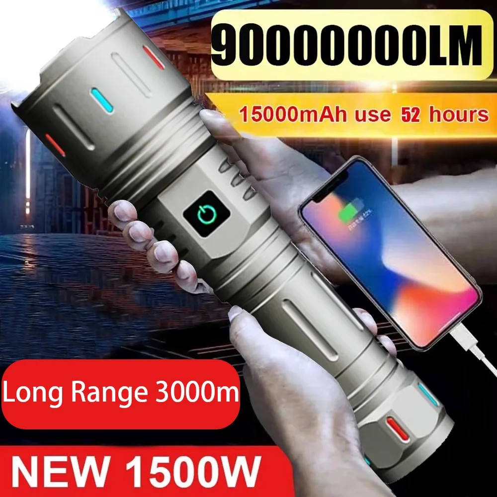 Linterna-LED-de-alta-potencia-linterna-t-ctica-recargable-por-USB-tipo ...