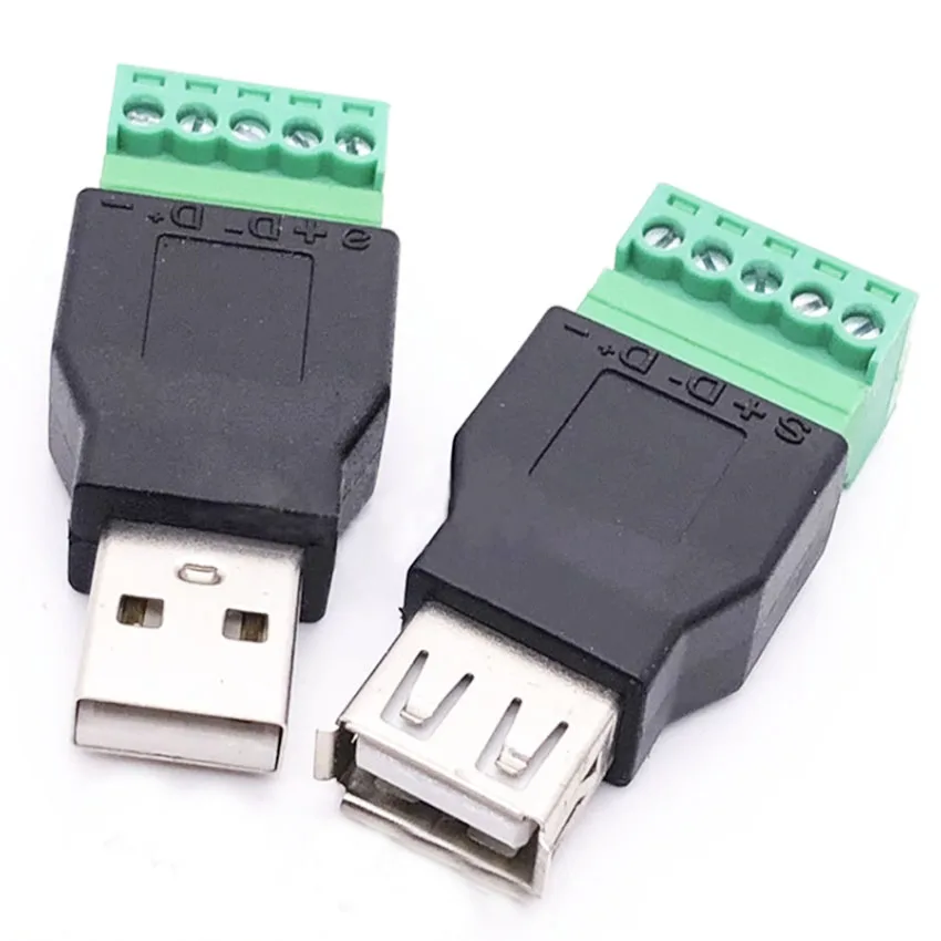USB-2-0-A-Male-and-Female-Adapter-to-5-Pin-Screw-Connector-USB-No ...