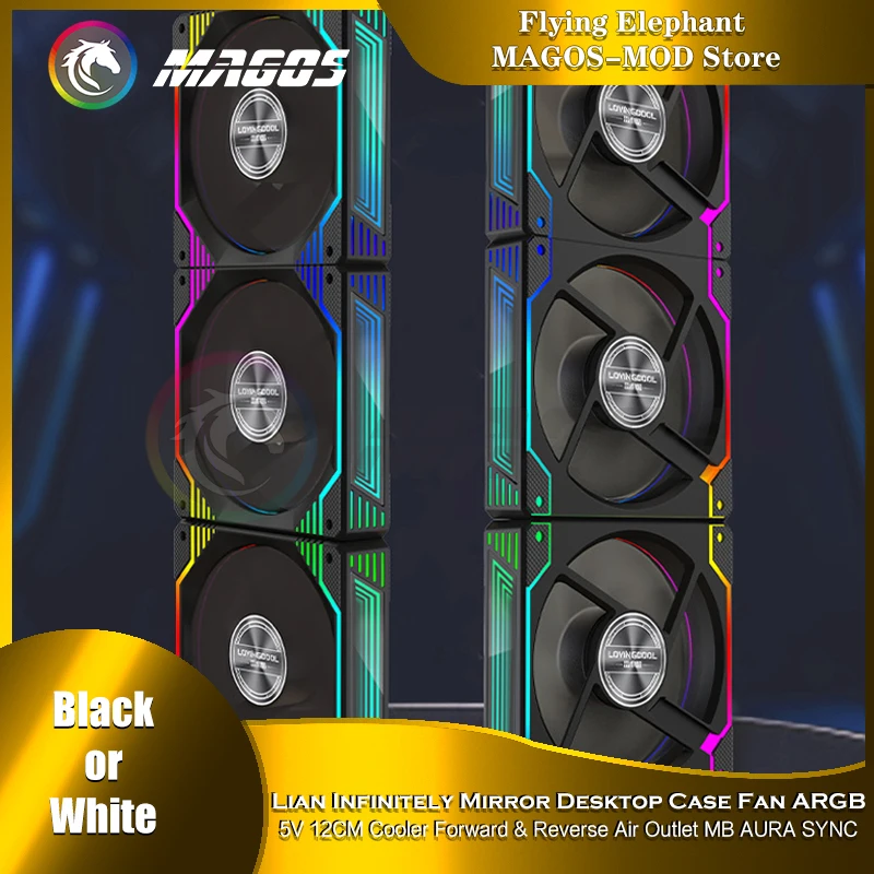 PC Case Mirror RGB Fan Infinitely Vision Similar to Lian Li Fan 53CFM ...