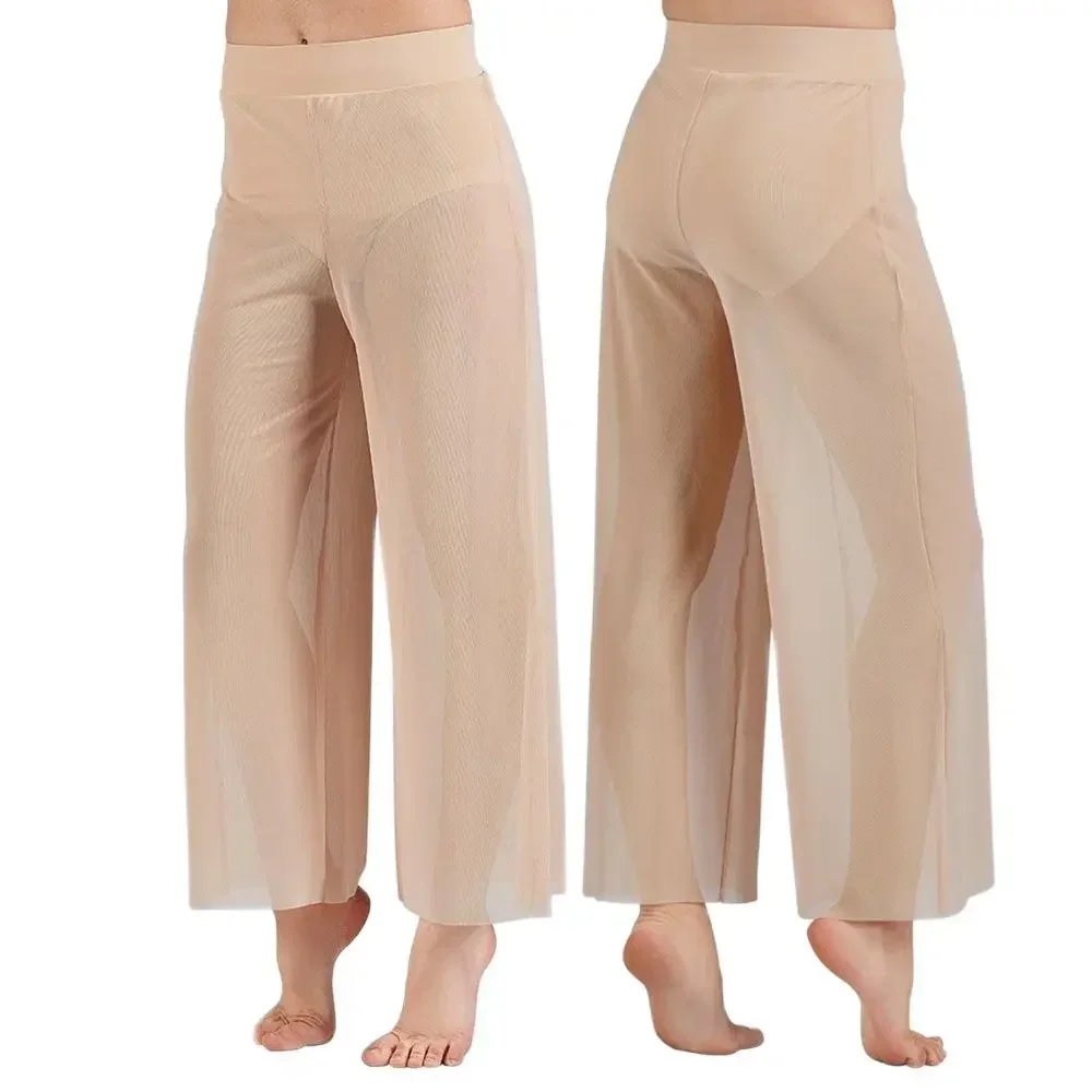 Lyrical-Mesh-Wide-Leg-Pants-Modern-Ballet-Dance-High-Waist-Contemporary ...