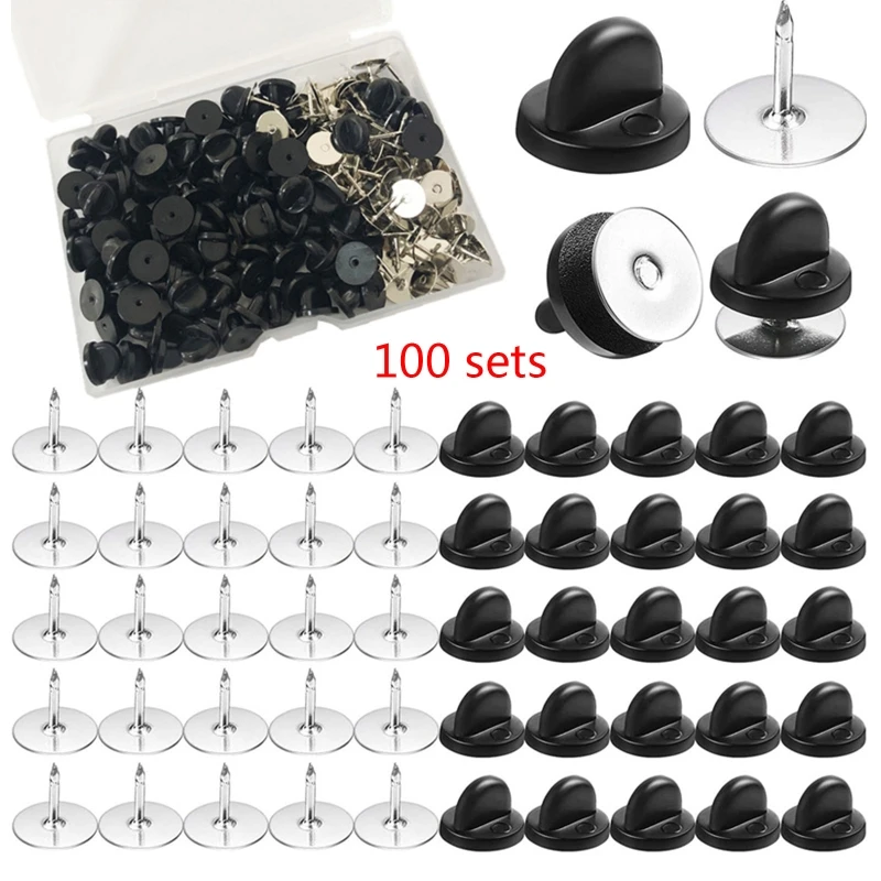 100-Set-Pin-Backings-Tie-Tacks-Blank-Pins-with-Pin-Backs-Butterfly ...