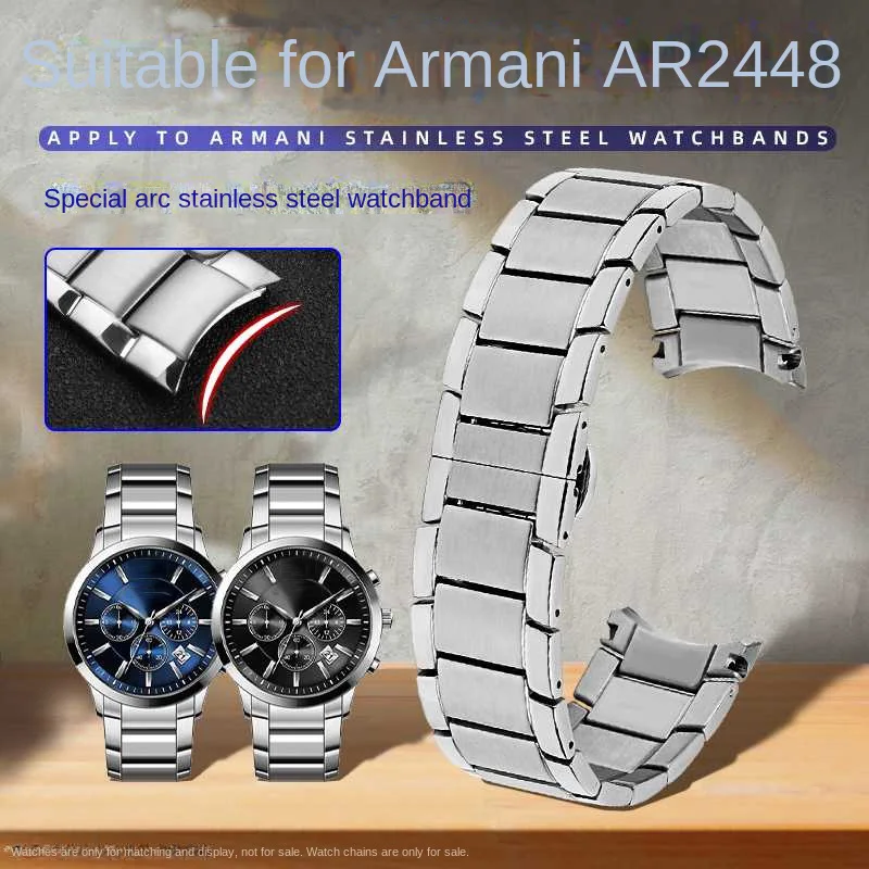 22mm-Curved-end-Watchband-For-Armani-AR2452-AR2453-AR2448-2447-2453 ...