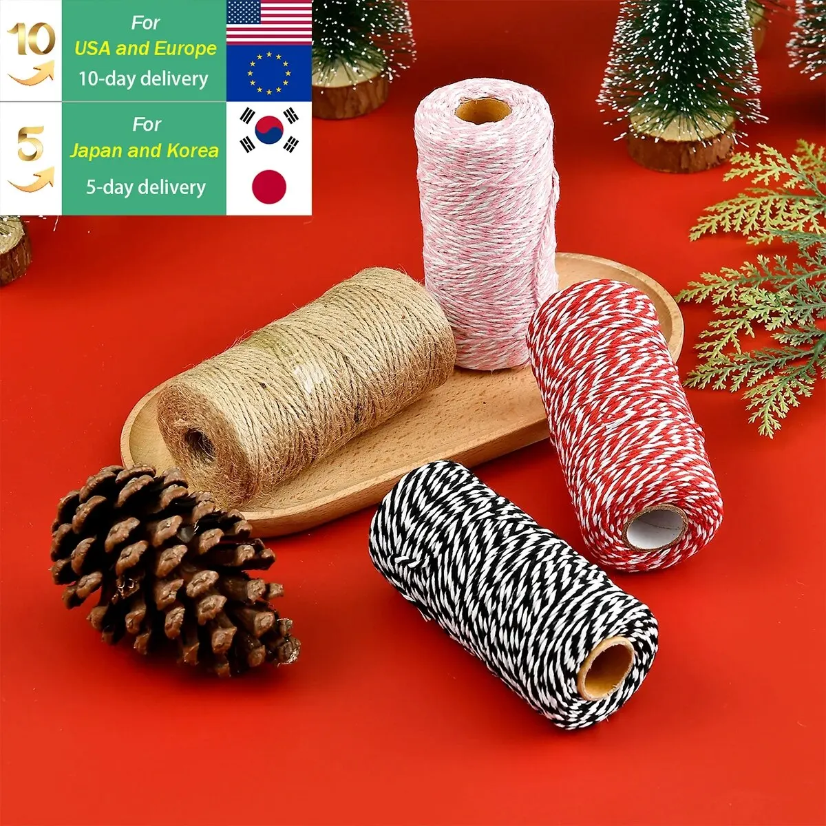 Double Colored Hemp Rope Gift Ribbon Decorative String 100 Meters