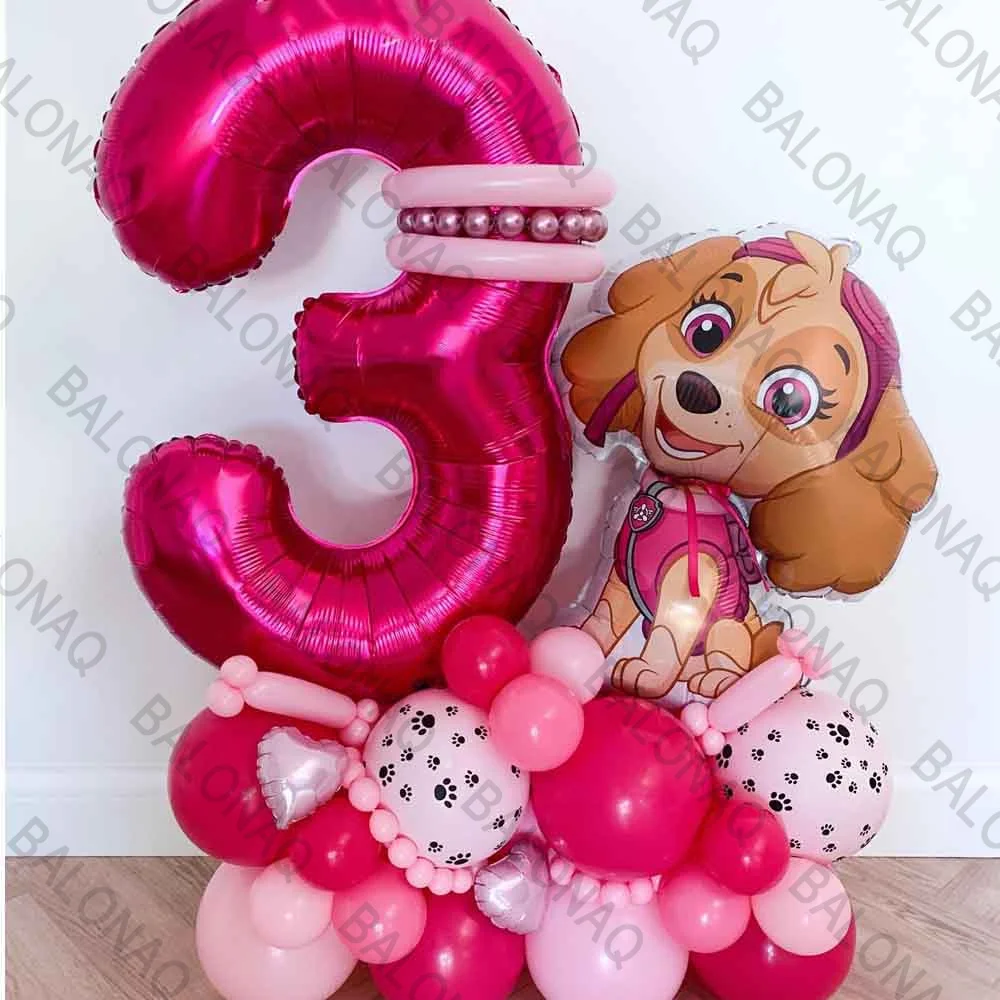 24pcs-Pink-PAW-Patrol-Skye-Party-Balloons-Skye-Number-Foil-Balloon-Set ...