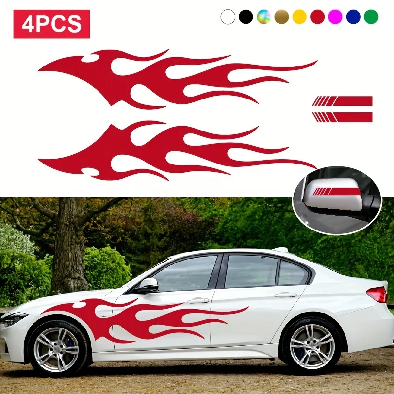4pcs-Fashion-Car-Stickers-Flames-Flaming-Auto-Body-Stickers-Stripe-Car ...