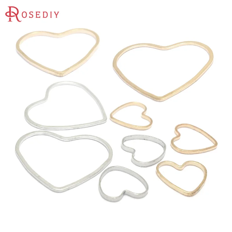 9x9MM-13x14MM-19x21MM-Gold-Color-Brass-Heart-Shape-Closed-Rings-Connect ...