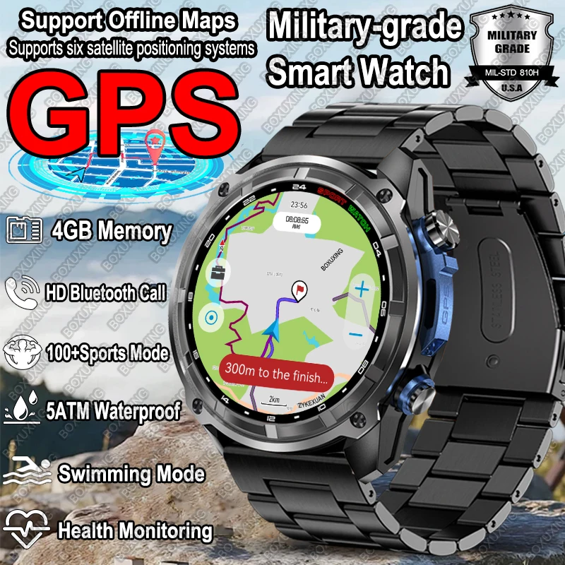 New GPS Military Smart Watch Men Offline Maps 10ATM Waterproof 4GB ...