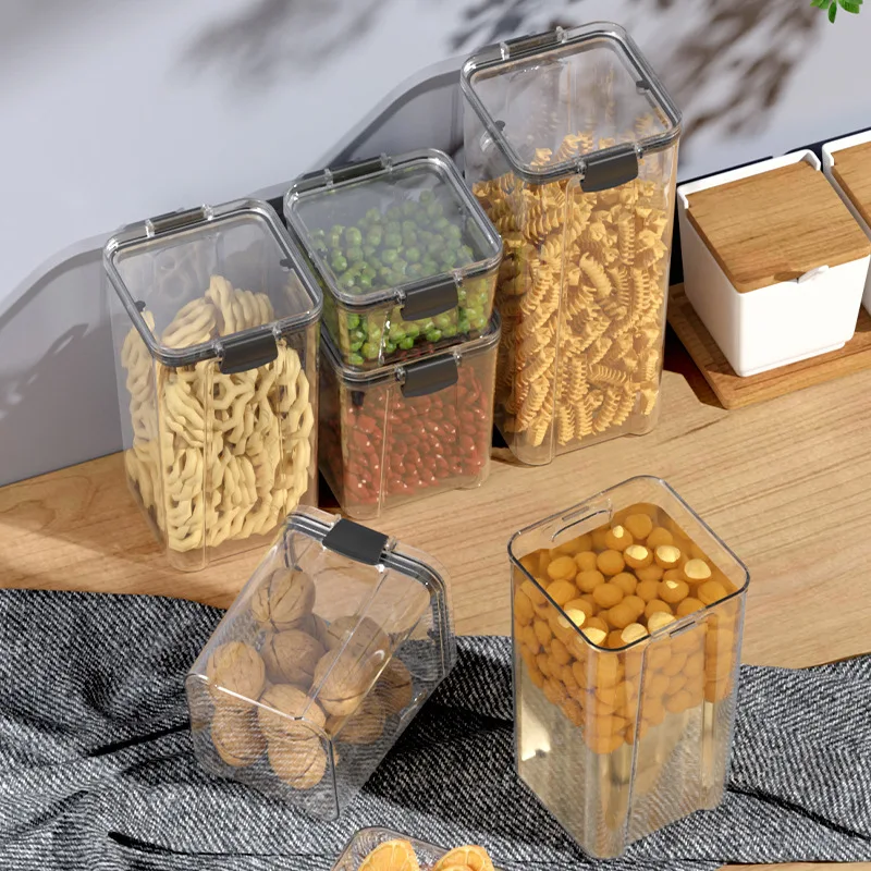 Transparent Plastic Storage Box Snacks Dry Goods Storage Jar Sealed Jar ...