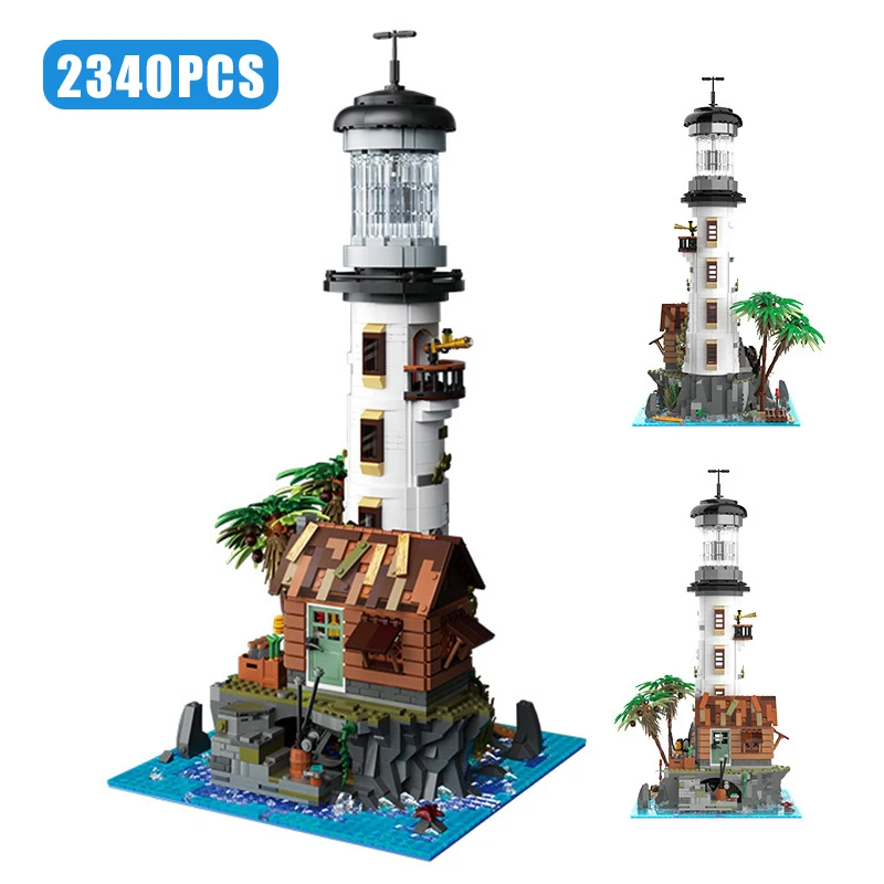 Creative-Fisherman-Cabin-Lighthouse-With-Light-Model-Building-Blocks ...