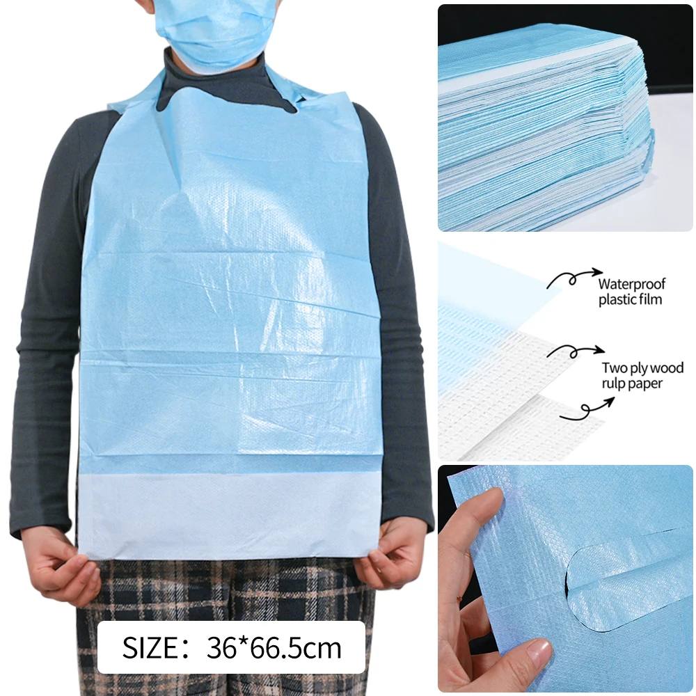 20Pcs-Professional-Disposable-Cotton-Waterproof-Bibs-36-66-5cm-Blue ...