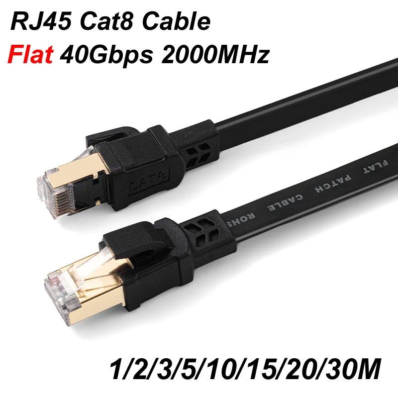 Flat-40Gbps-2000MHz-Lan-Cable-Ethernet-Cat-8-RJ45-Cat8-Ethernet-Cable ...