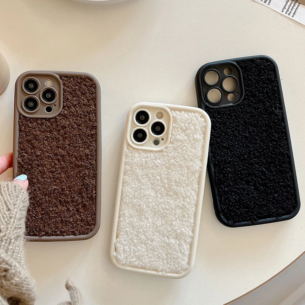 Korean Cute Fluffy Phone Case For iPhone 11 14 12 15 16 17 Pro Max Air ...
