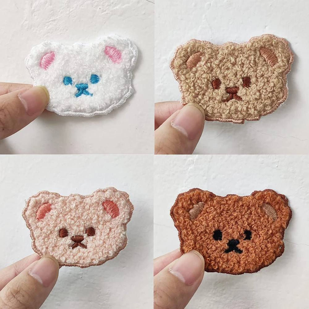 10Pcs Bear Embroidery Patches Towel Embroidered Woolen Embroidered Bear ...