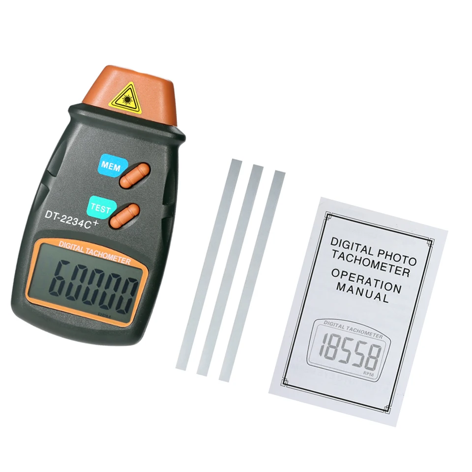 RPM Tachometer Handheld Digital Photo Tachometer Laser Non-Contact Tach ...