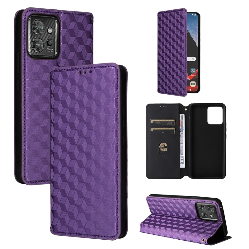 For-Motorola-Moto-ThinkPhone-5G-stereoscopic-lines-flip-wallet-skin-PU ...