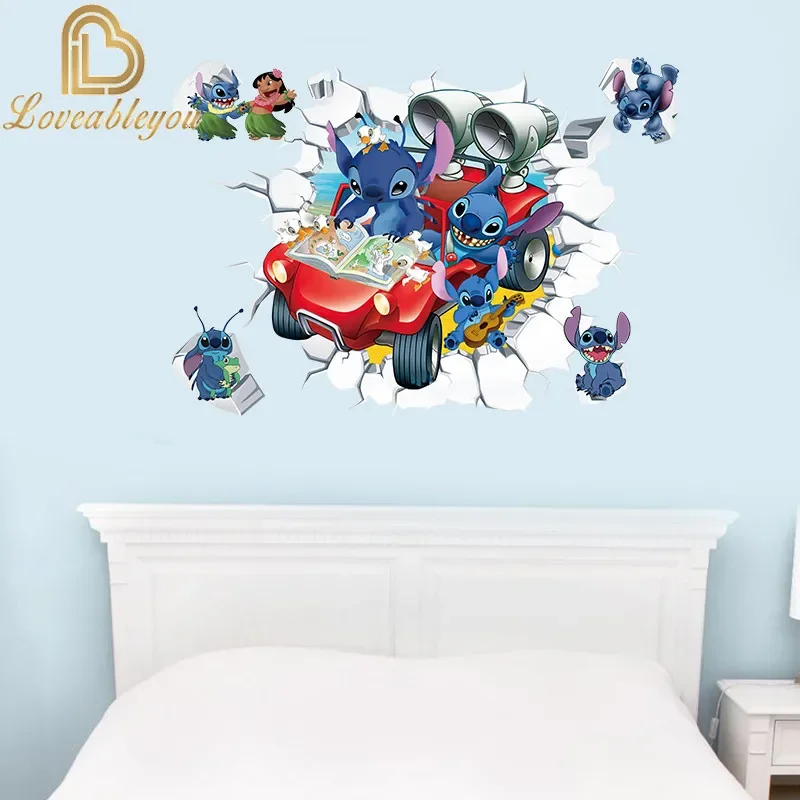 Dis Wall Stickers Cartoon Lilo & Stitch 3D PVC Wall Sticker Bedroom ...