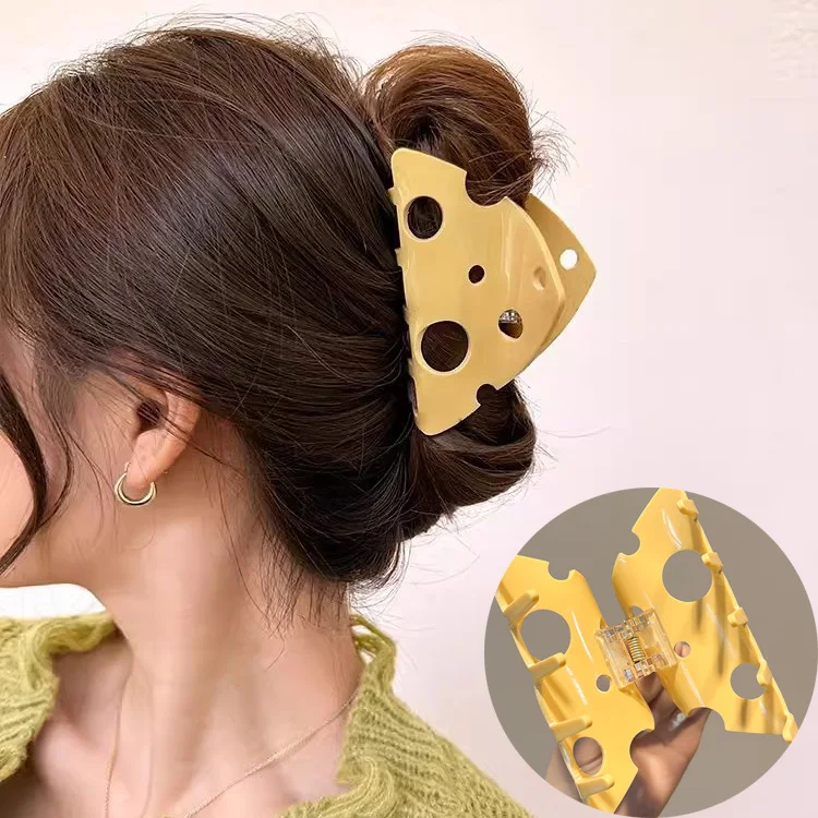 New Solid Color Acrylic Cheese Hair Clips Elegant Women Korean Style ...