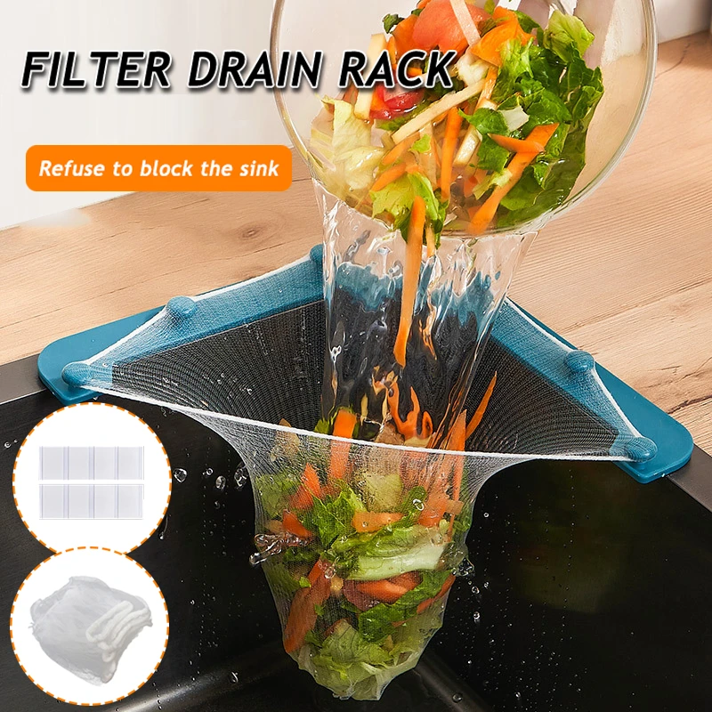 Kitchen Sink Filter Sets Triangle Rack Strainer Bags Leftovers Sink ...