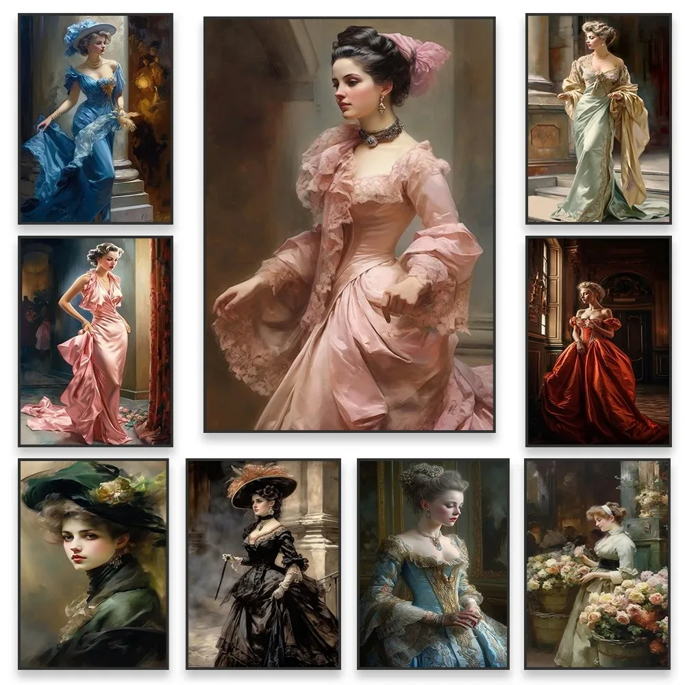 Vintage-Altered-Art-Poster-Classical-Woman-Portrait-Art-Prints-Oil ...