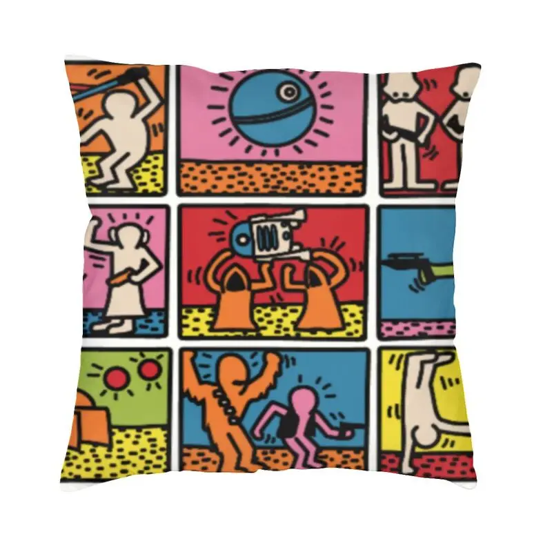 Modern Keith Sofa Cushion Cover Polyester Graffiti Art Haring Pillow ...