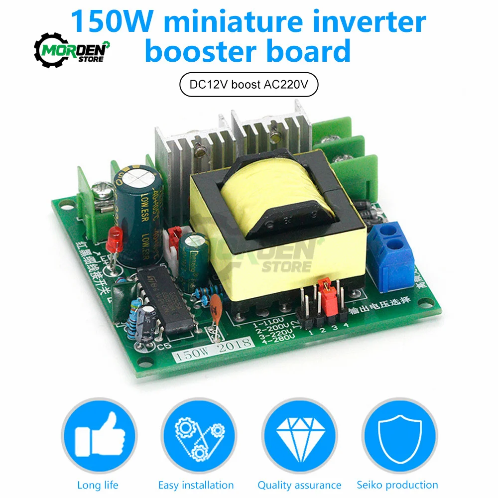 150W DC-AC Boost Inverter 12V to 220V Step UP Module Inverse Converter Booster Module Voltage ...