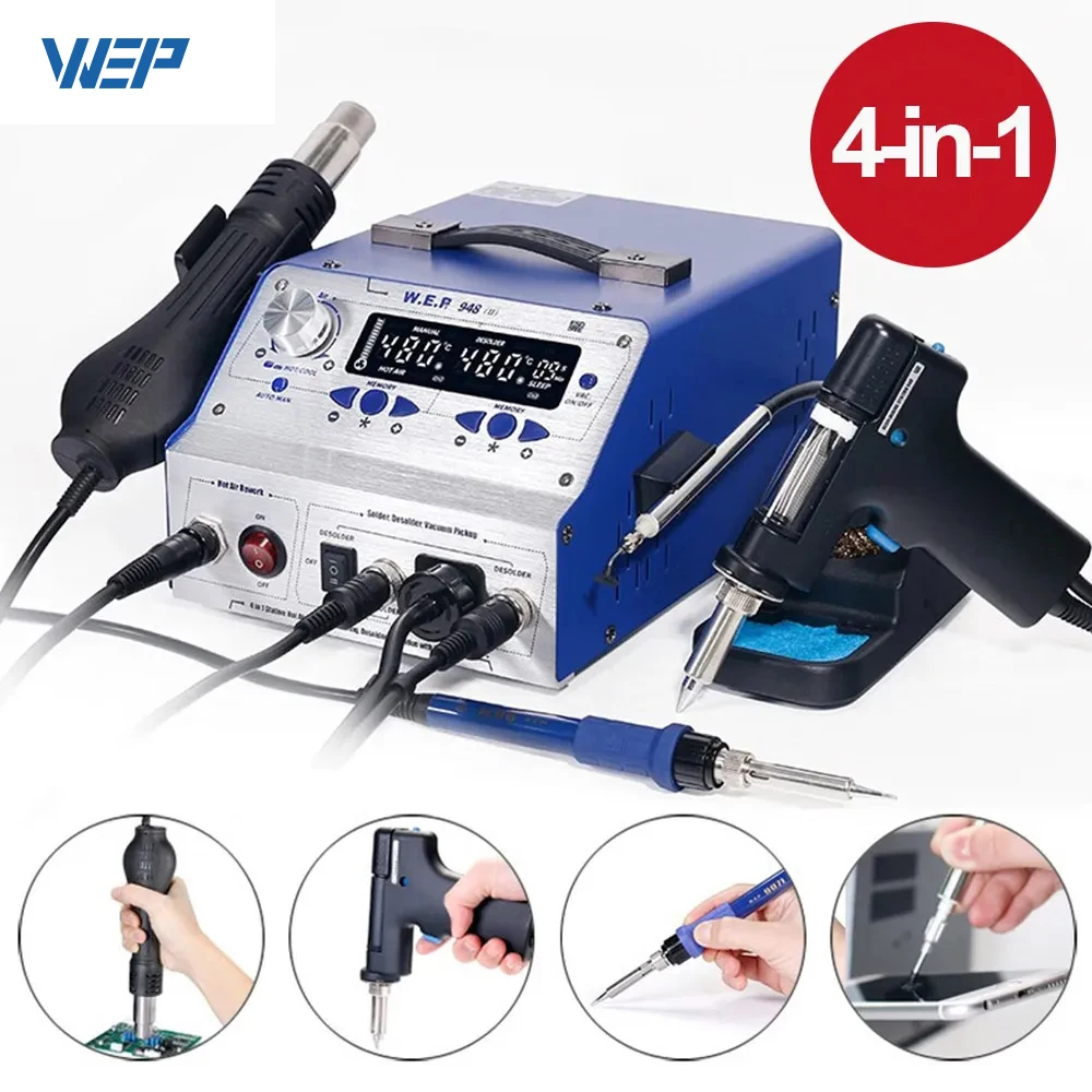 WEP-4-in-1-Soldering-and-Rework-Station-Hot-Air-Gun-Sucker-Tin-Gun-Iron ...