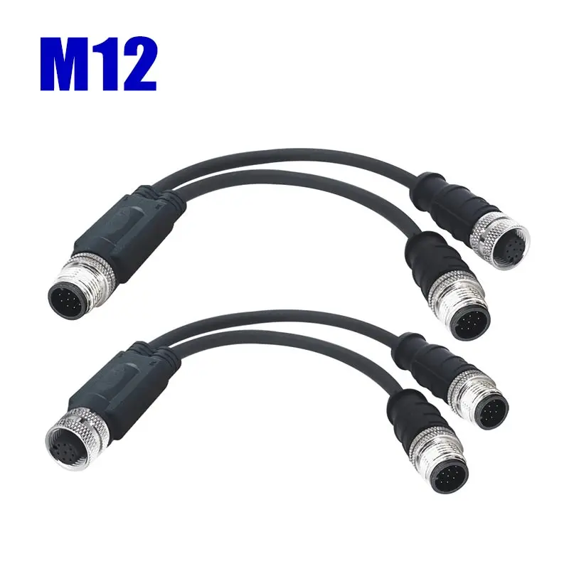 M12-Cable-Connector-Y-type-4-5-8Pin-Connecting-Wire-Splitter-Industrial ...