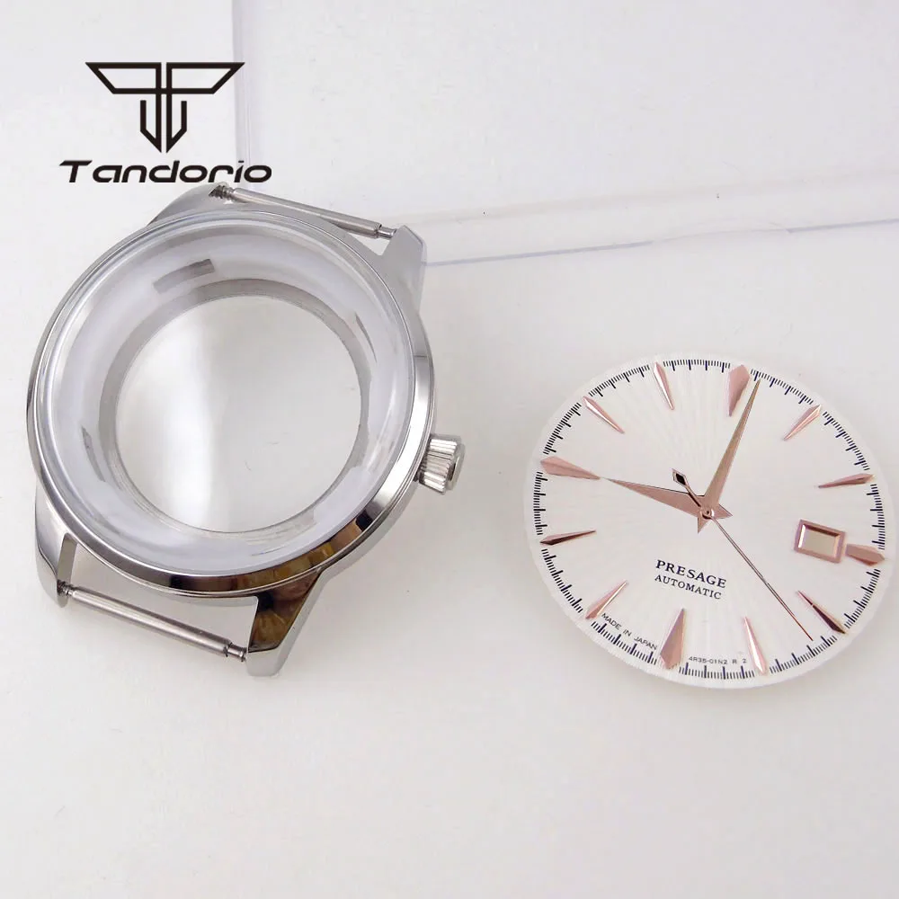 40mm Silver Watch Case See-through Transparent Back Push/Pull Crown ...