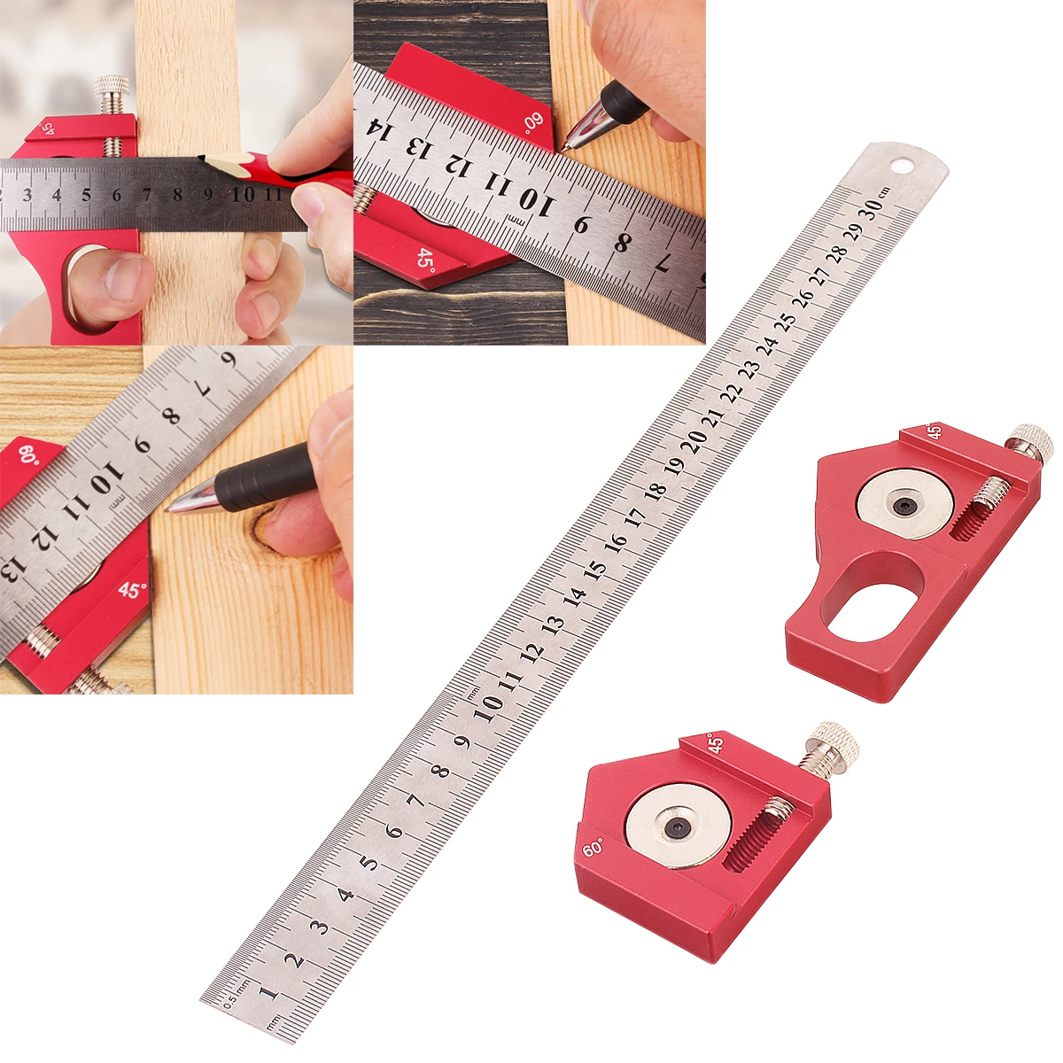Positioning Block Stop 45/90 Degrees Block Aluminum Alloy Steel Ruler ...